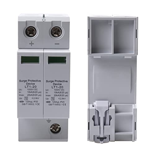 VOZINMOST Voltage Surge Arrester Device Circuit Breaker, 2P Surge Protective Device DC Photovoltaic Lightning Protector Safe House Low-Voltage Arrester (1000V 2P20KA)