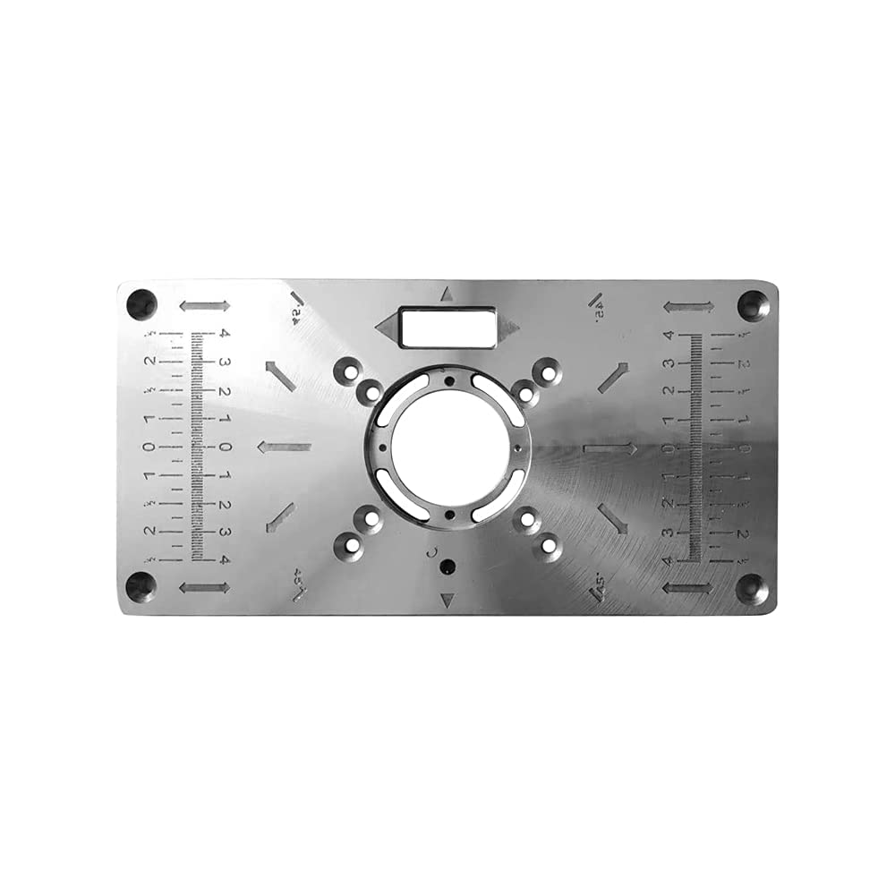 Router Table Insert Plate Aluminum, Multifunctional Woodworking Benches Router Trimmer Models Engraving Machine with 4 Rings Tools Flip Board (Size: Approx. 235 120 8mm /9.3 4.7 0.3in)