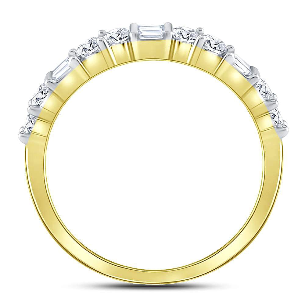 The Diamond Deal 10kt Yellow Gold Womens Baguette Round Diamond Band Ring 1/2 Cttw