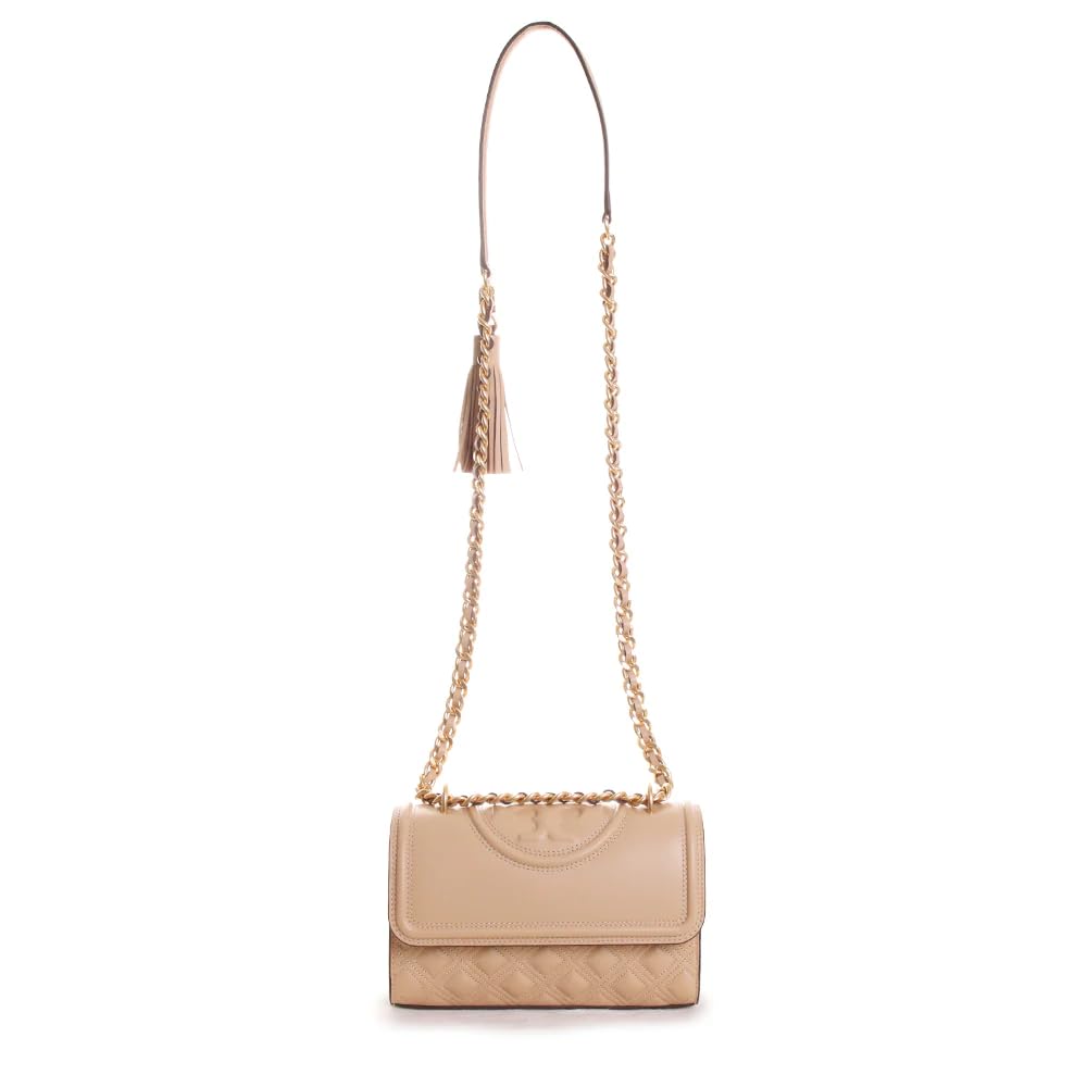 Tory Burch Women's Fleming Small Convertible Leather Shoulder Bag Crossbody Handbag Desert Dune