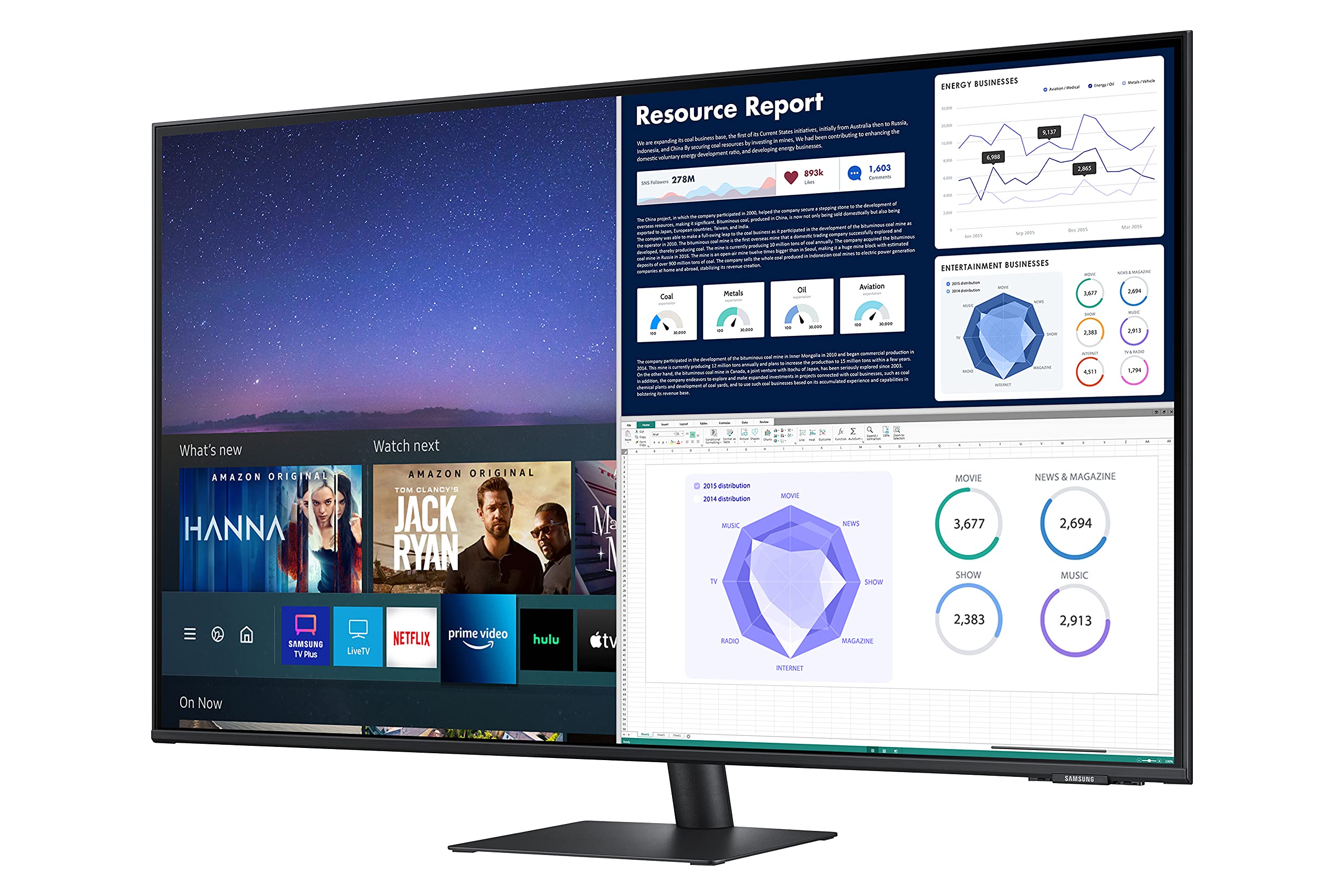 Samsung M70 Smart 43 Inch 4K Computer Monitor, Smart TV Apps, Microsoft 365, 4K Monitor (LS43AM702UNXZA)