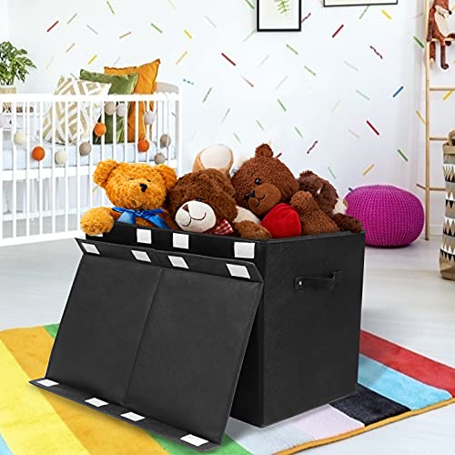 popoly Large Toy Box Chest with Lid, Collapsible Sturdy Toy Storage Organizer Boxes Bins Baskets