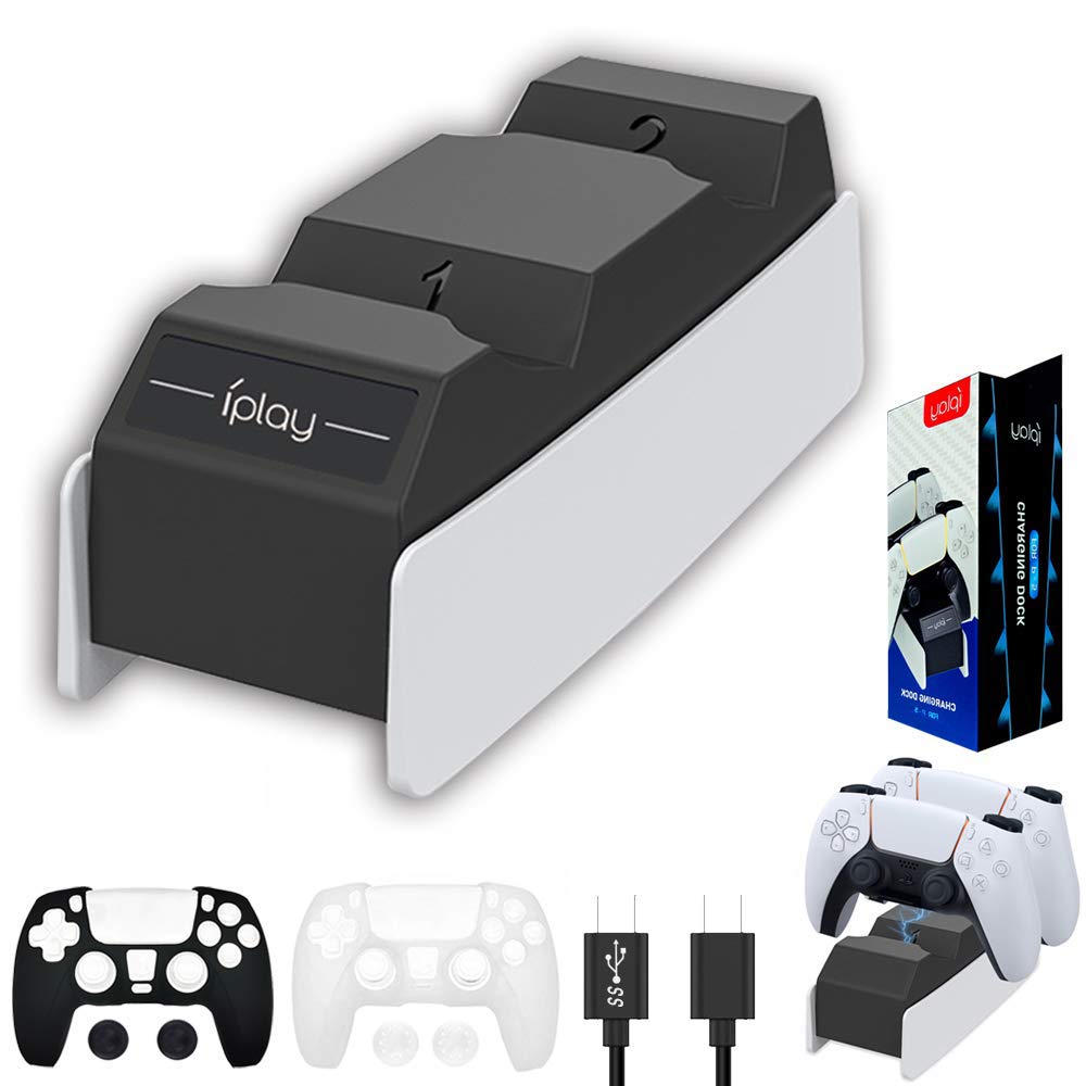 Playstation5 Controller Charger Stand - with Silicone Protective Cover Fast Charging for Playstation 5 DualSense Gamepad Controller, USB Type-C Fast Charging Cable