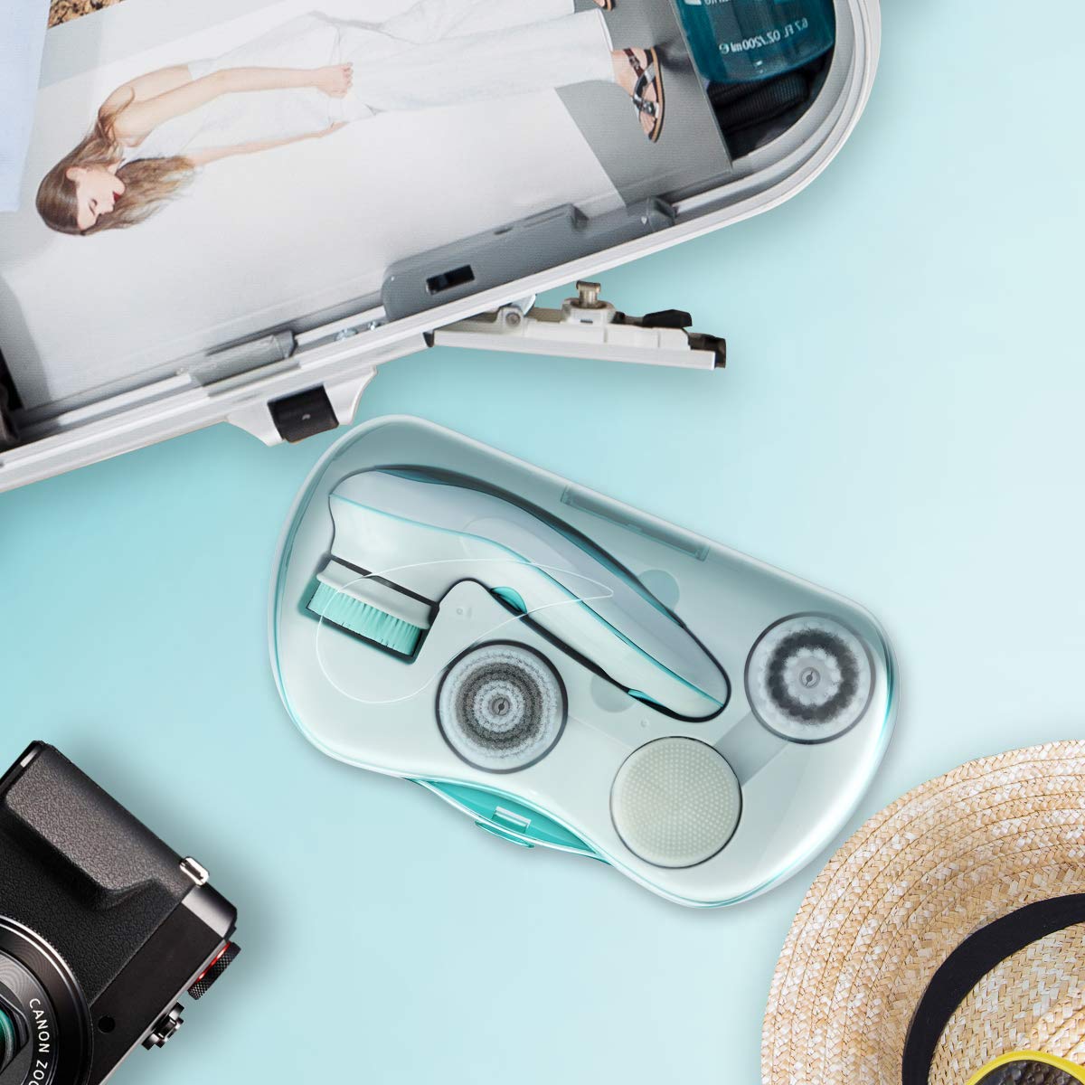 Rechargeable Facial Cleansing Spin Brush Set with 4 Exfoliation Brush Heads - Waterproof Face Spa System by CNAIER - Face Brushes for Cleansing and Exfoliating