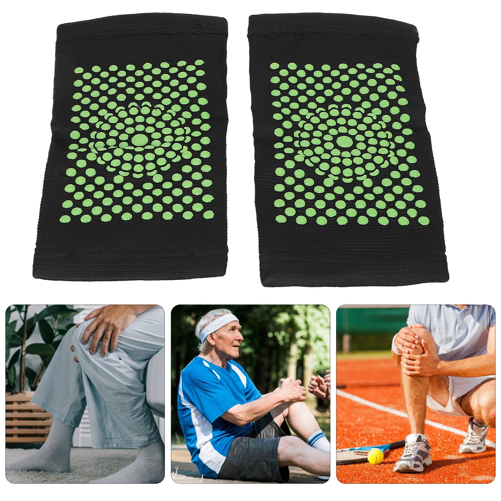 Vakitar 1 Pair Coldproof Heating Knee Brace Elastic Knit Sport Joint Protection Knee Brace Sleeve Suitable for Daily Use in The Home or Yard(Black)