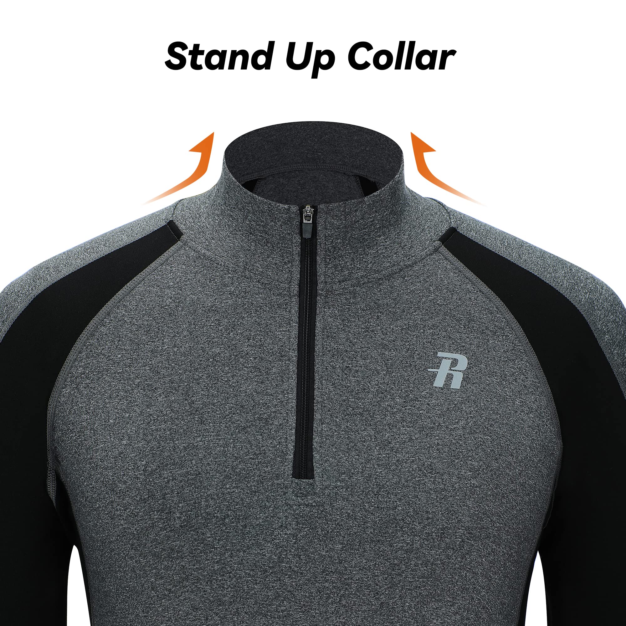 Runhit Mens Quarter Zip Pullover Compression Shirt for Men Ultra Soft Fleece Pullover Men Thermal Long Sleeve Shirt Outdoor Sports Golf Medium Grey