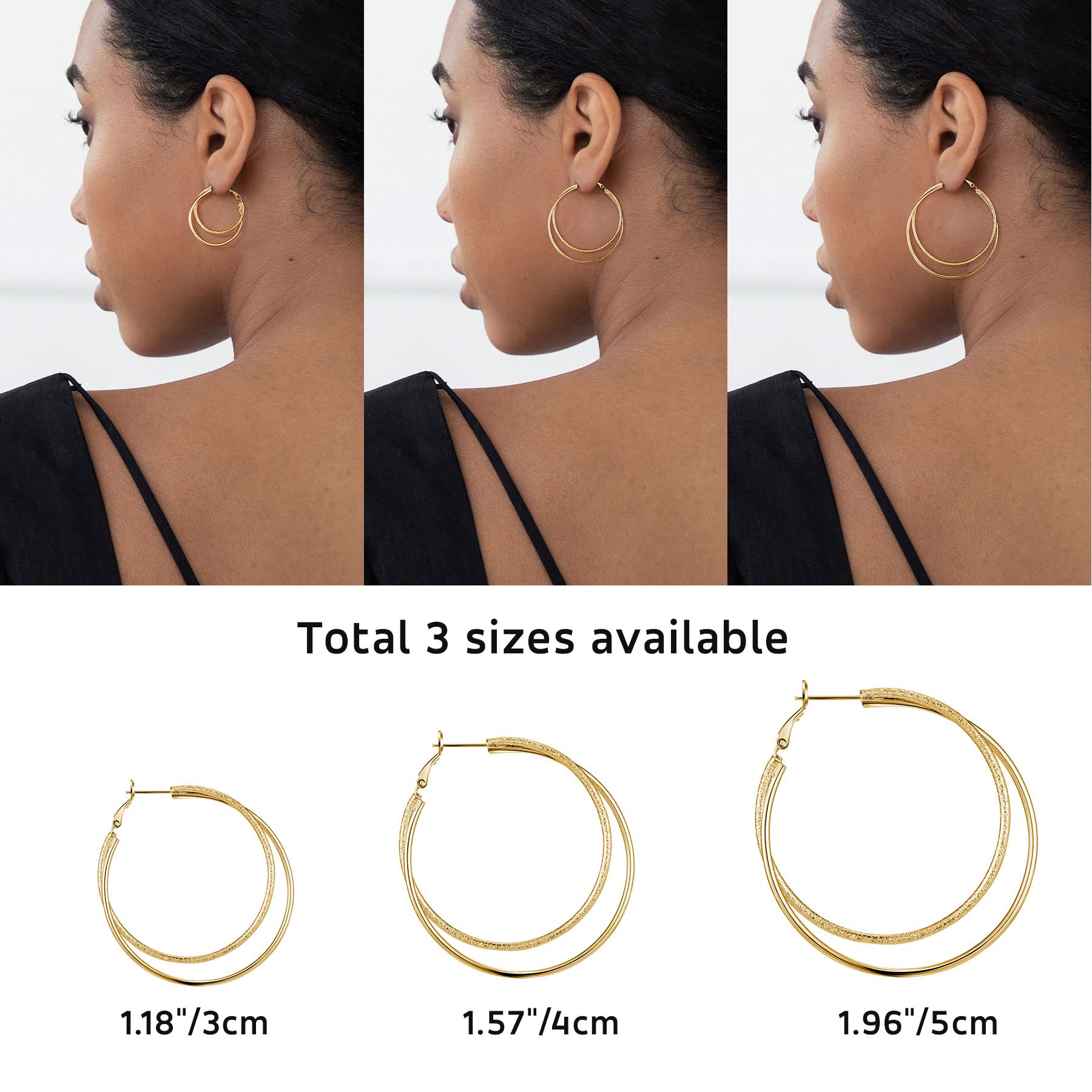 SWEETV 40mm Gold Hoop Earrings for Women Hypoallergenic Endless Big Hoops 925 Sterling Silver Post Double Hoop