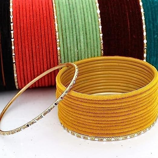 SANARA Indian Traditional Bollywood Gorgeous 156 pc 12 color Velvet Bangle Box Set Women Wedding Wear Bangle Set (2.9)