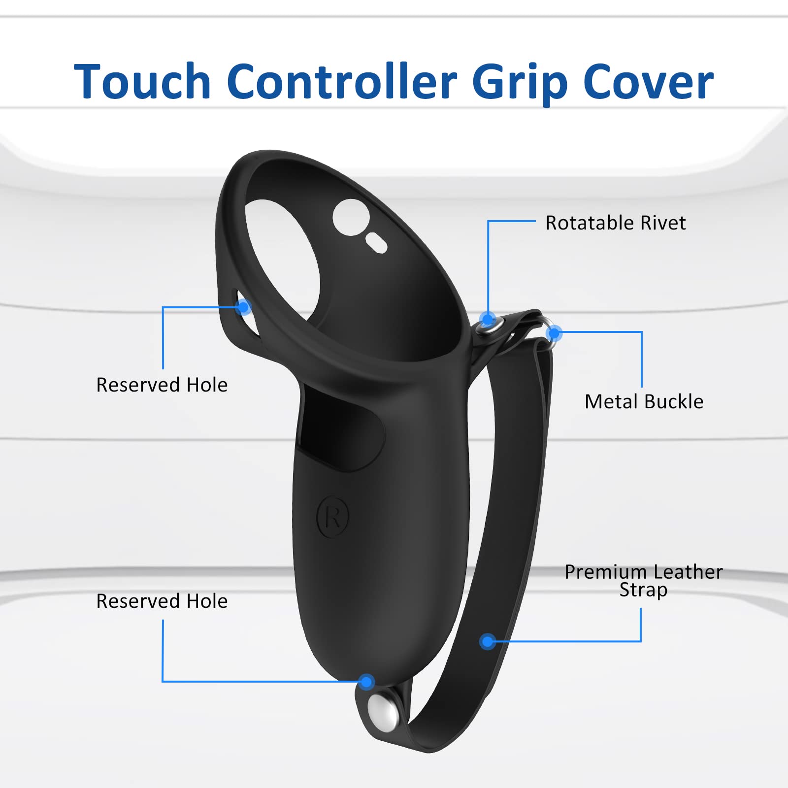 TATAVR Controller Grips Compatible with Oculus Meta Quest Pro Accessories, Quest Touch Pro Silicone Anti-Slip Protection with Adjustable Hand Strap (Black)