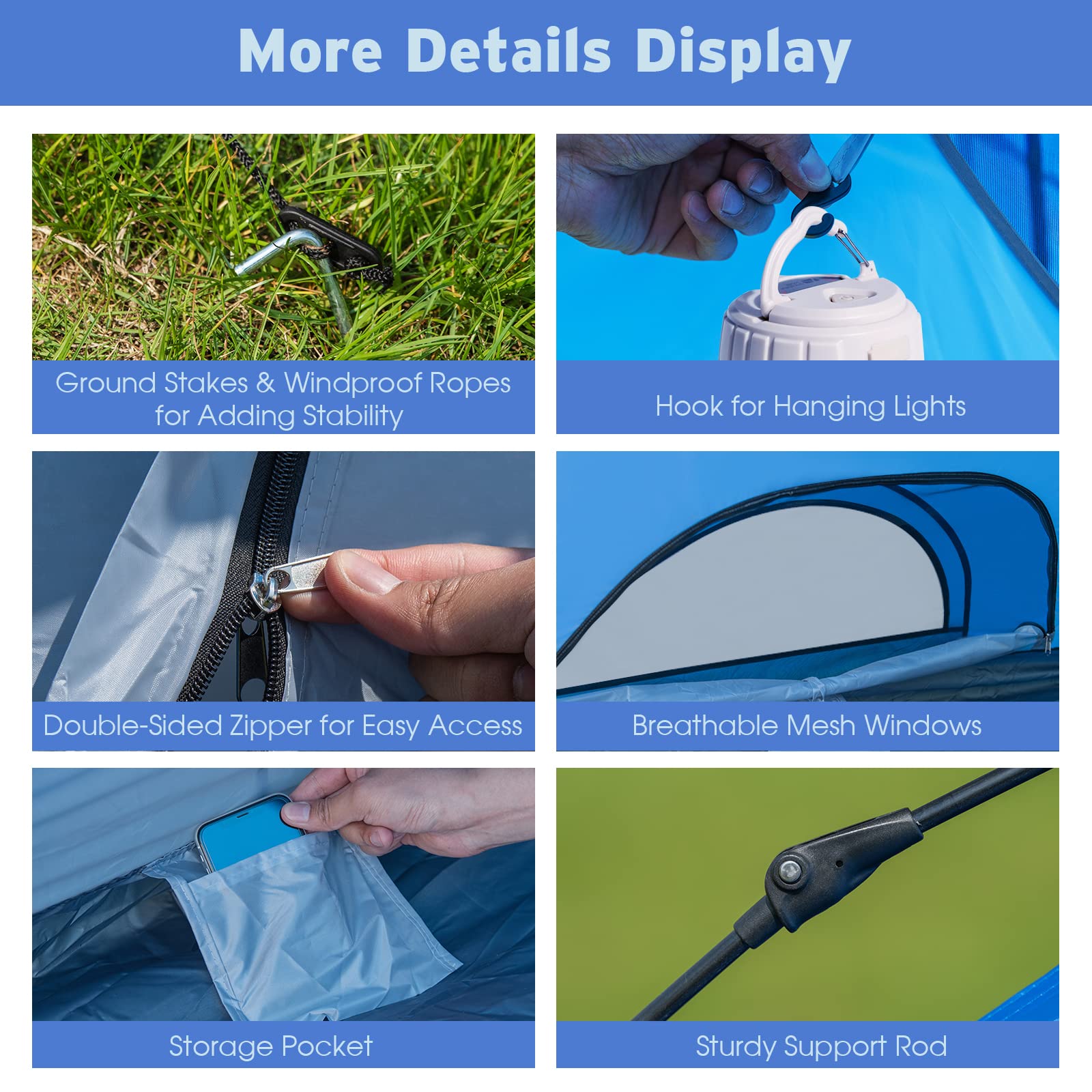 Tangkula 4 Person Pop up Camping Tent, 2-in-1 Portable Backpacking Tent with Removable Rainfly, Carry Bag, 2 Mesh Windows, 2 Doors, Family Dome Tent for Camping Hiking Mountaineering