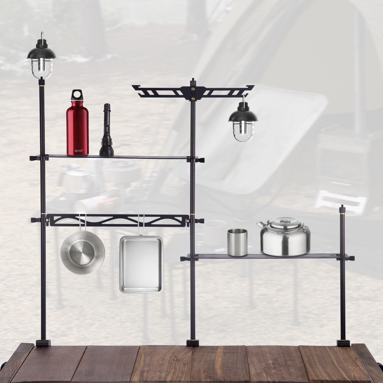 SoloWilder Camping Lantern Stand Storage Rack for Folding Camping Table Multifunctional Storage Foldable Holder