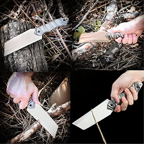 Reapr 11012 JAMR Knife with Sheath, 11-Inch Overall Length, Cleaver Knife, Tactical Fixed Blade Knife with Tanto Blade, Drop Point Knife, Stainless Steel Knife, Silver