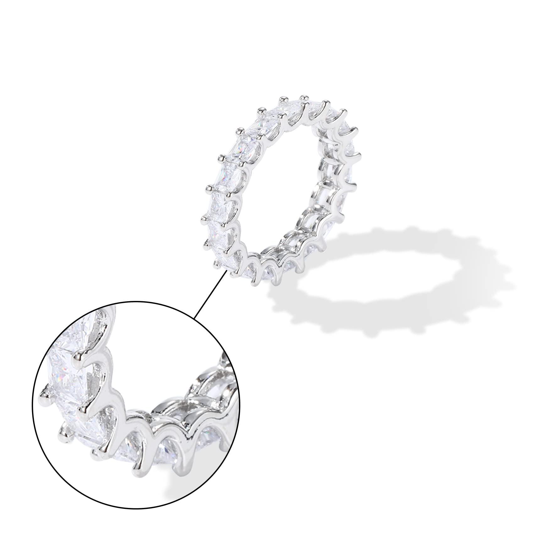 Yonhi Gold Plated Cubic Zirconia Rings Wedding Band Ring for Women Stackable Crystal Oval Engagement Promise Rings