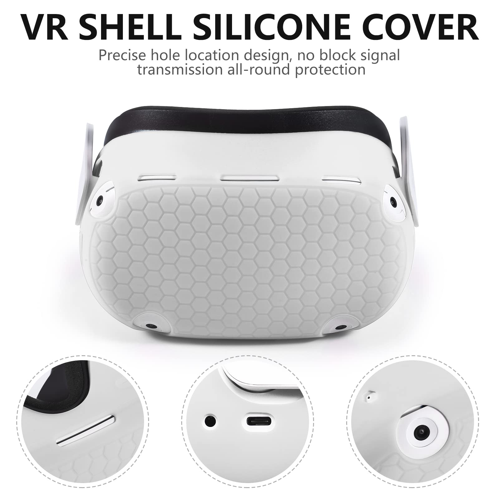 TATAVR Cover Set for Oculus Quest 2 Accessories, Meta Quest 2 Silicone face Cover, VR Shell Cover, Quest 2 Touch Controller Grip Covers, Lens Protector, Disposable Eye Covers - Gray