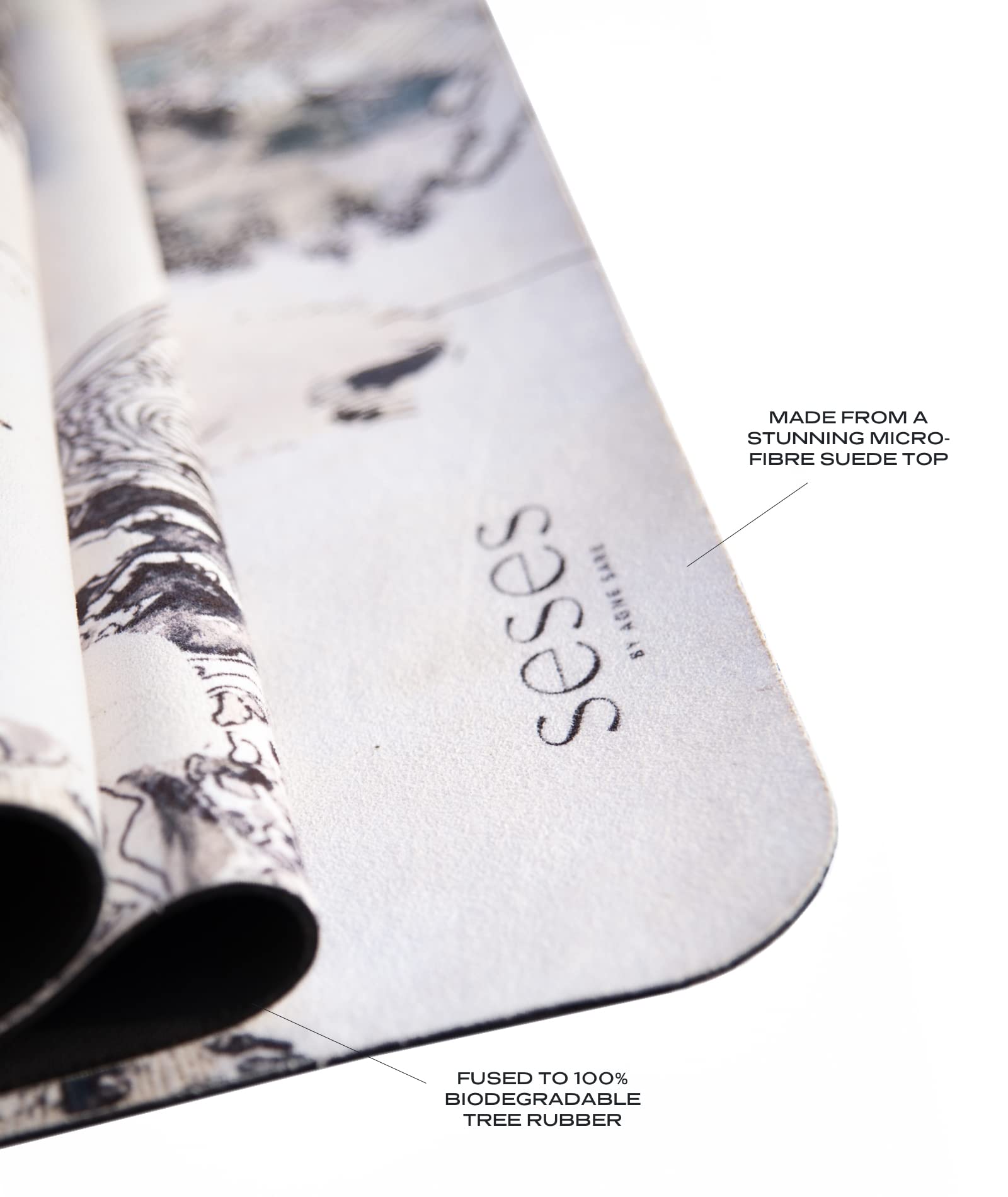 SESES UNDERWATER WORLD Vegan Suede Yoga Exercise Mat. Best for hot yoga, pilates