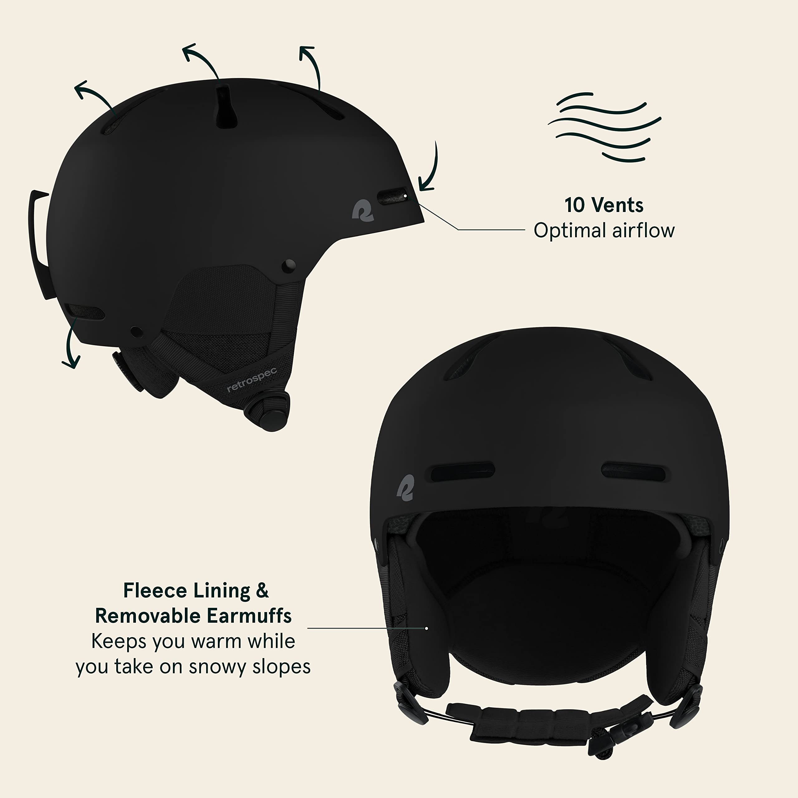 Retrospec Comstock Ski Helmet - Snowboard Helmet for Adults & Youth - Adjustable Fit Snow Helmet with Protective Shell and Breathable Vents for Men, Women, Boys & Girls