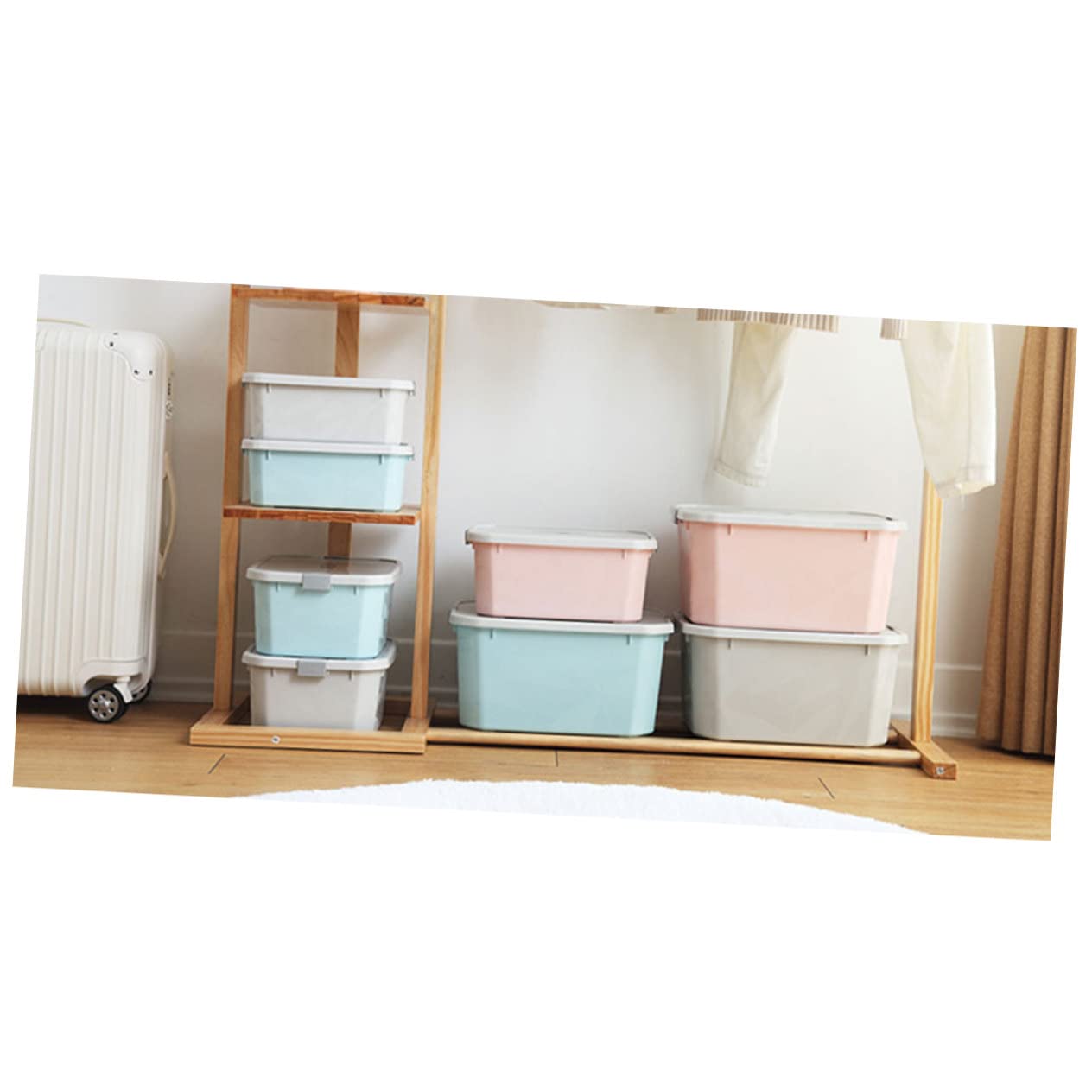 STOBAZA Box Clothes Multi- with Size Sundries Blue L Shoes Kitchen Latching Handles File Holder Case Organizer Laundry Baskets Container Display Home Pull Lid Toys Containers Stackable