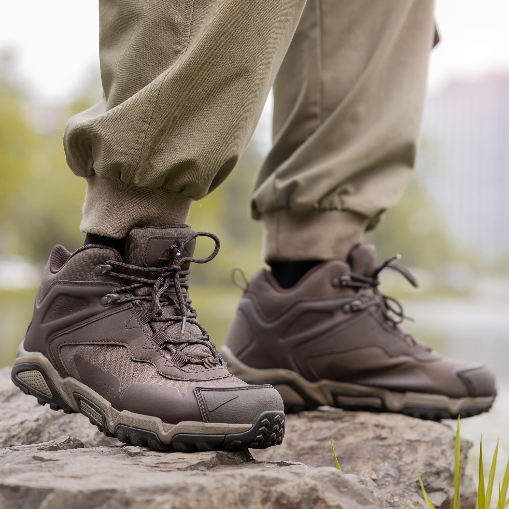NORTIV 8 Men's Waterproof Hiking Boots Lightweight Mid Ankle Trekking Trails Outdoor Boots,Size 7,BROWN,JS19001M