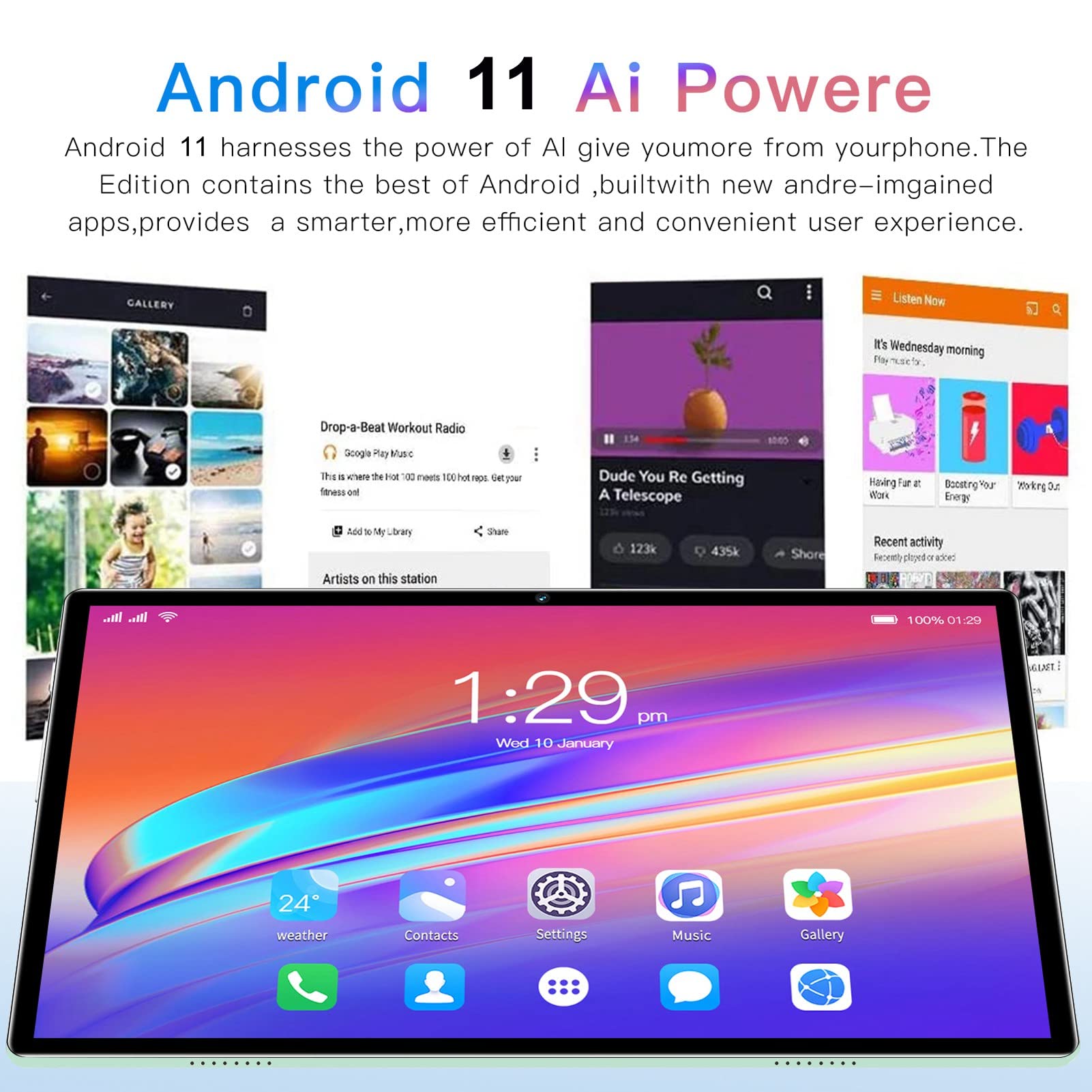 Yoidesu Tablet for Android, 10 Inch FHD IPS Screen, 8G RAM 128G ROM, MTK6750 Octa Core, Dual Speakers, 4G Calls 5G WiFi Dual SIM Dual Standby Calling Tablet, Expandable Memory, USB C Port
