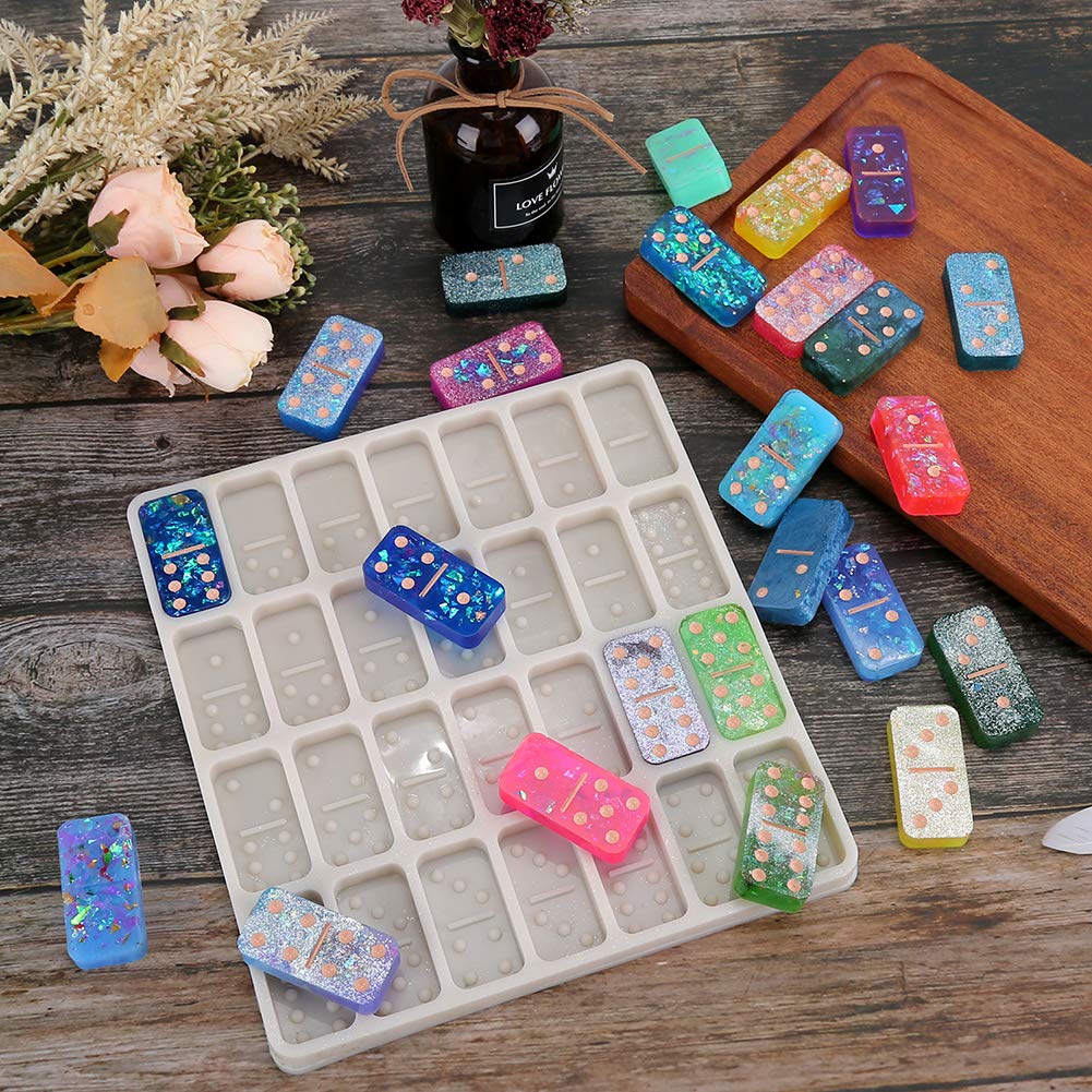 Professional Domino Molds for Resin Casting, Jumbo Silicone Dominoes Mold 28 Cavities, Baking Molds β Flexible and Non-Stick Design β Ideal for Chocolate Bar Mold, Soap, Jelly, Cake Ornaments