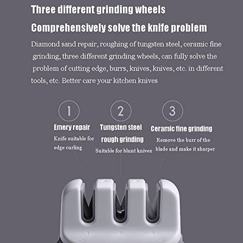 Premium Knife Sharpener, Professional Kitchen Chef 3 Slot Design, Easy Sharpening, Slip Resistant Grip, Safely Sharpen Knives, Restore Dull Knife for A Sharp Edge