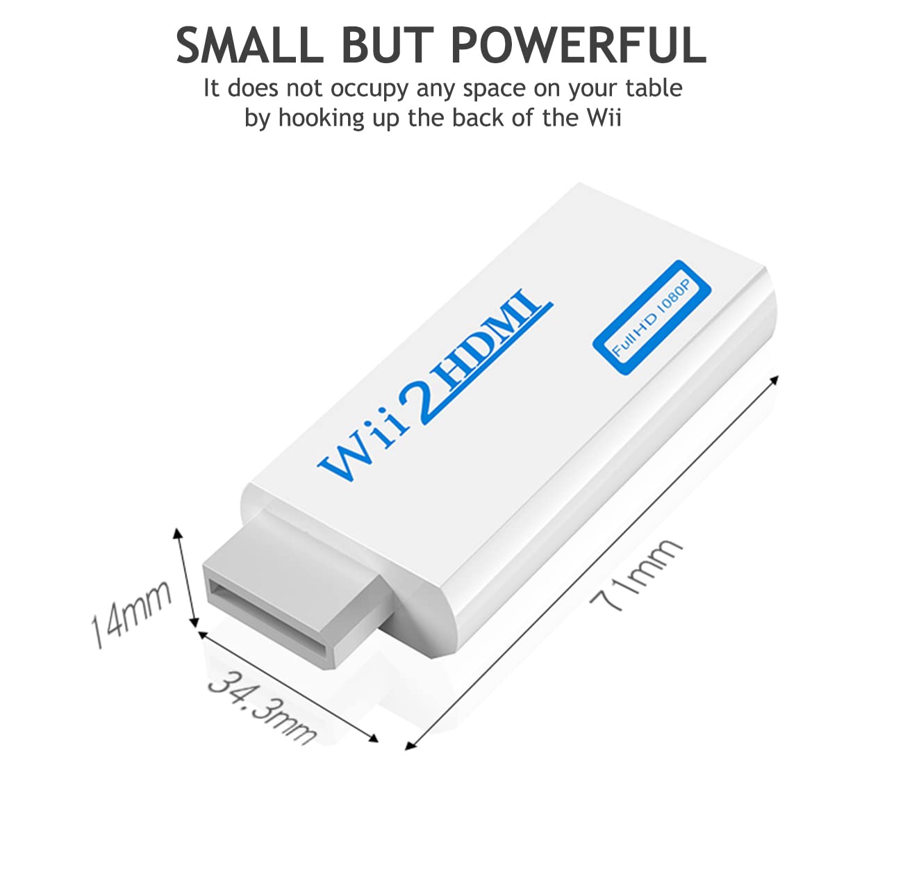 Xsusmdom Wii HDMI Adapter, Wii to HDMI Converter 1080p Connector Output Video 3.5mm Audio - Supports All Wii Display Modes (White)