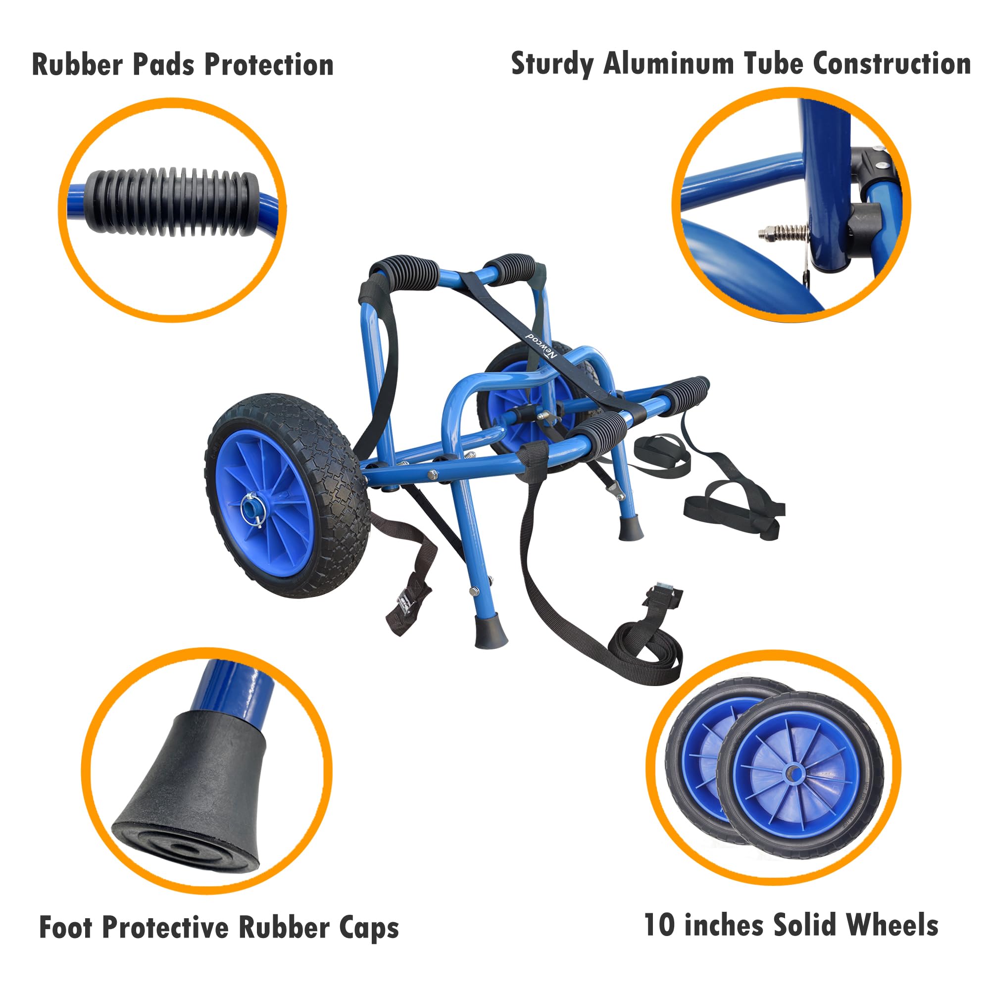 Newcod Kayak Cart, Kayak Dolly with 10" Airless Tire for Carrying Kayak Canoe SUP Paddle Board
