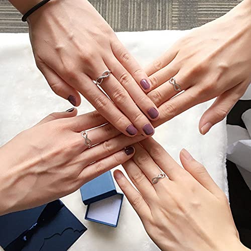 Roy Rose Jewelry Custom Engravable Infinity Ring in Silver Color for Best Friends, Birthday Gift, Mother's Day Gift, Promise Ring (5.5)