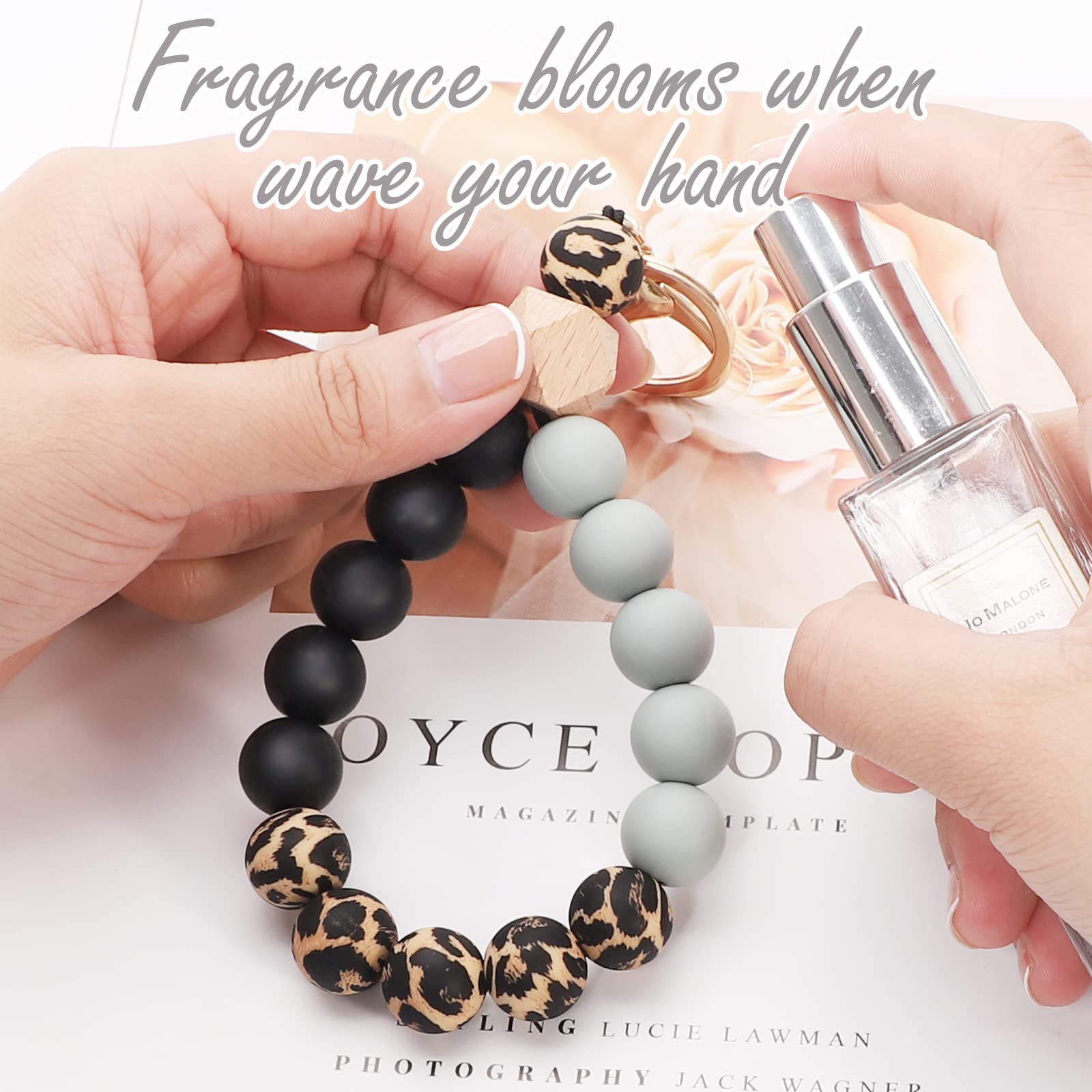 SHANSHUI Wristlet Keychain, Key Ring Bracelet Keychain Silicone Beaded Chains for Women