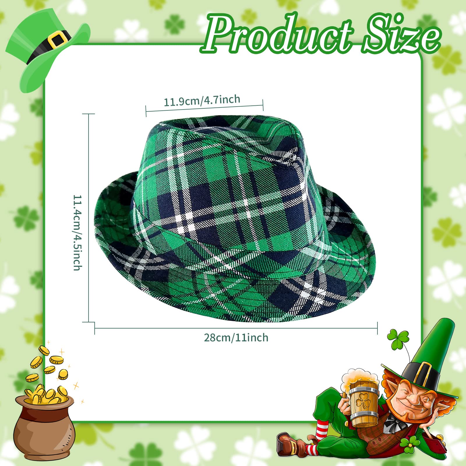 St. Patrick's Day Plaid Fabric Hat St. Patrick's Day Accessories Green Hat Women's Berets Hats for Adult (Retro Style)