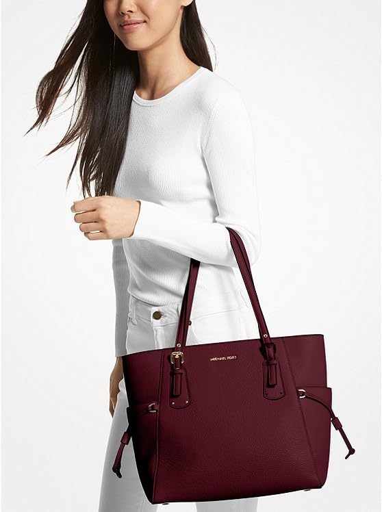 Michael Kors Voyager Small Pebbled Leather Tote Bag (Dk Berry)