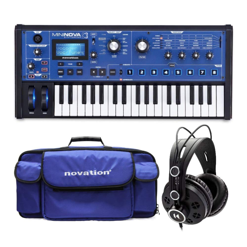 Novation MiniNova Synthesizer Bundle with MiniNova Gig Bag and Closed-Back Studio Headphones (3 Items)