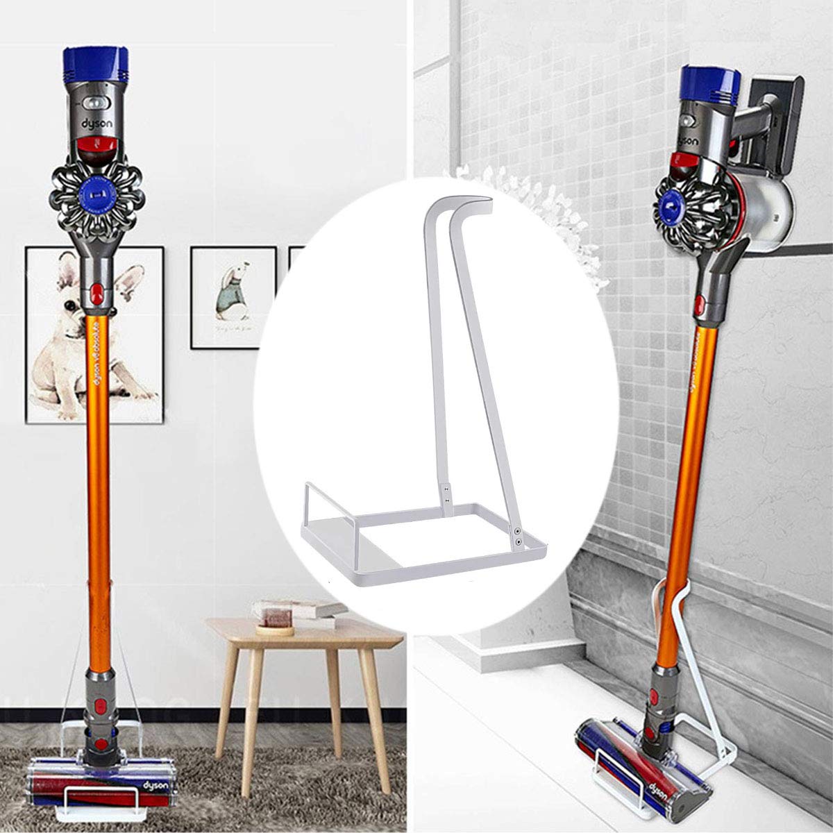 Organizers Vacuum Floor Stand for Dyson V6 V7 V8 V10,Handheld Vacuums Canister Vacuums and Rack Steel Support Lightweight Warehouse Storage Vacuum Stand (White)