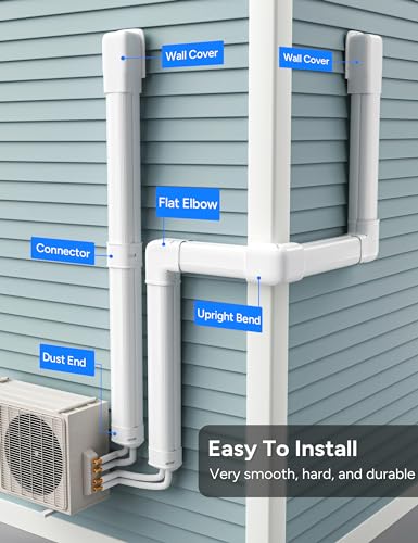 Toutgood 5'' 14Ft Mini Split Line Set Cover for Ductless Air Conditioners and Heat Pumps Systems Tubing Decorative, Upgraded UV-Proof Strong&Durability PVC Pipe
