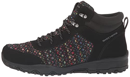 Skechers Women's Lace up Boot Hiking, Black Multi, 8.5