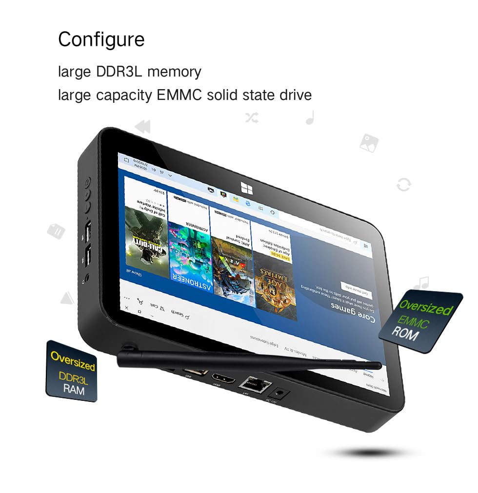 Pipo X11 Mini PC Celeron N4020 9 inch 1920 * 1200 Screen Win10 Tablet PC 3GB Ram 64GB ROM TV Box BT4.0 WiFi RJ45 Mini Desktop (3GB RAM 64GB ROM)
