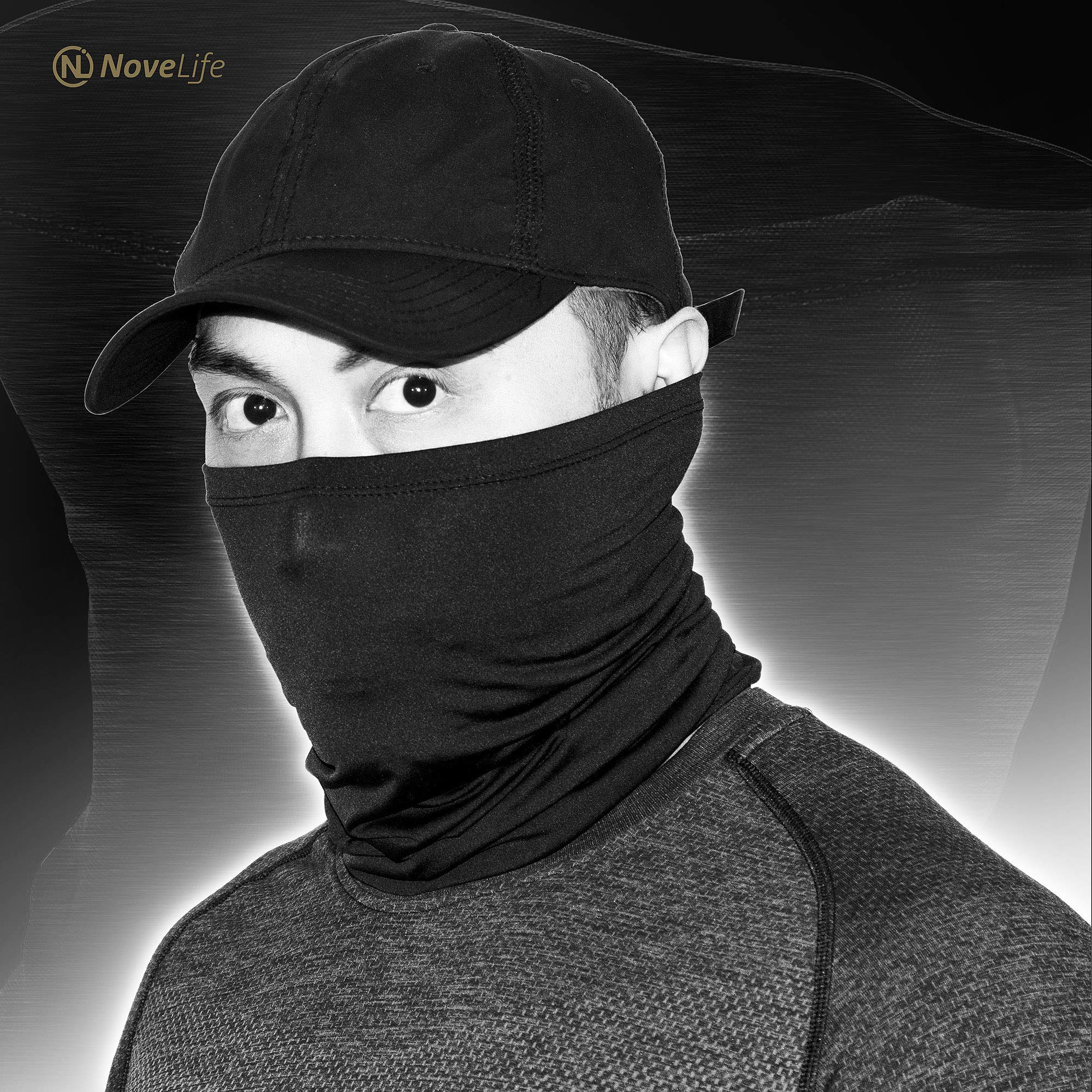 NOVELIFE Neck Gaiter, Bandana Face Mask, Balaclava Breathable Cover Scarf, Gator Covering (Black)