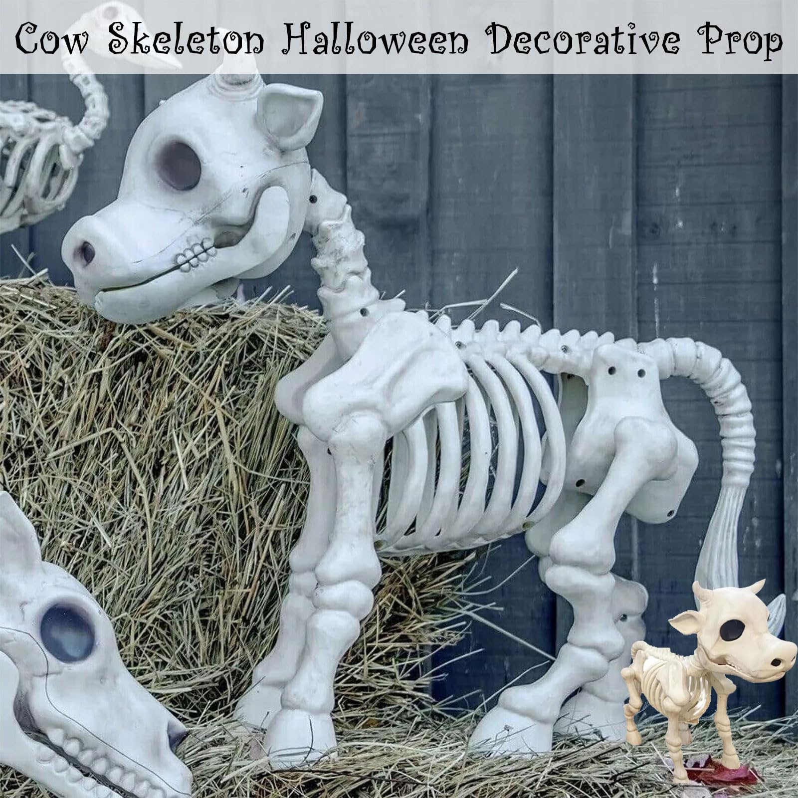 POUMANNI Cow Skeleton Halloween Decoration, Skeleton Cow Statue, Halloween Cow Skeleton, Cow Skeleton Halloween Decorative Prop, Skeleton Cow Halloween, 1PC