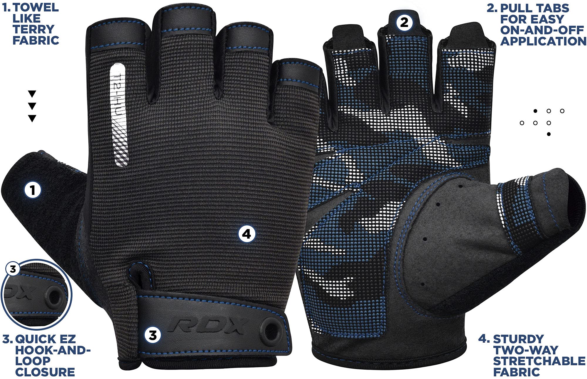 RDX Weight Lifting Gloves, Additional Stretchable Long Wrist Support, Full Palm Grip, Men Women Fitness HIIT Workout, Bodybuilding Powerlifting Strength Training Cycling Exercise Home Gym Equipment
