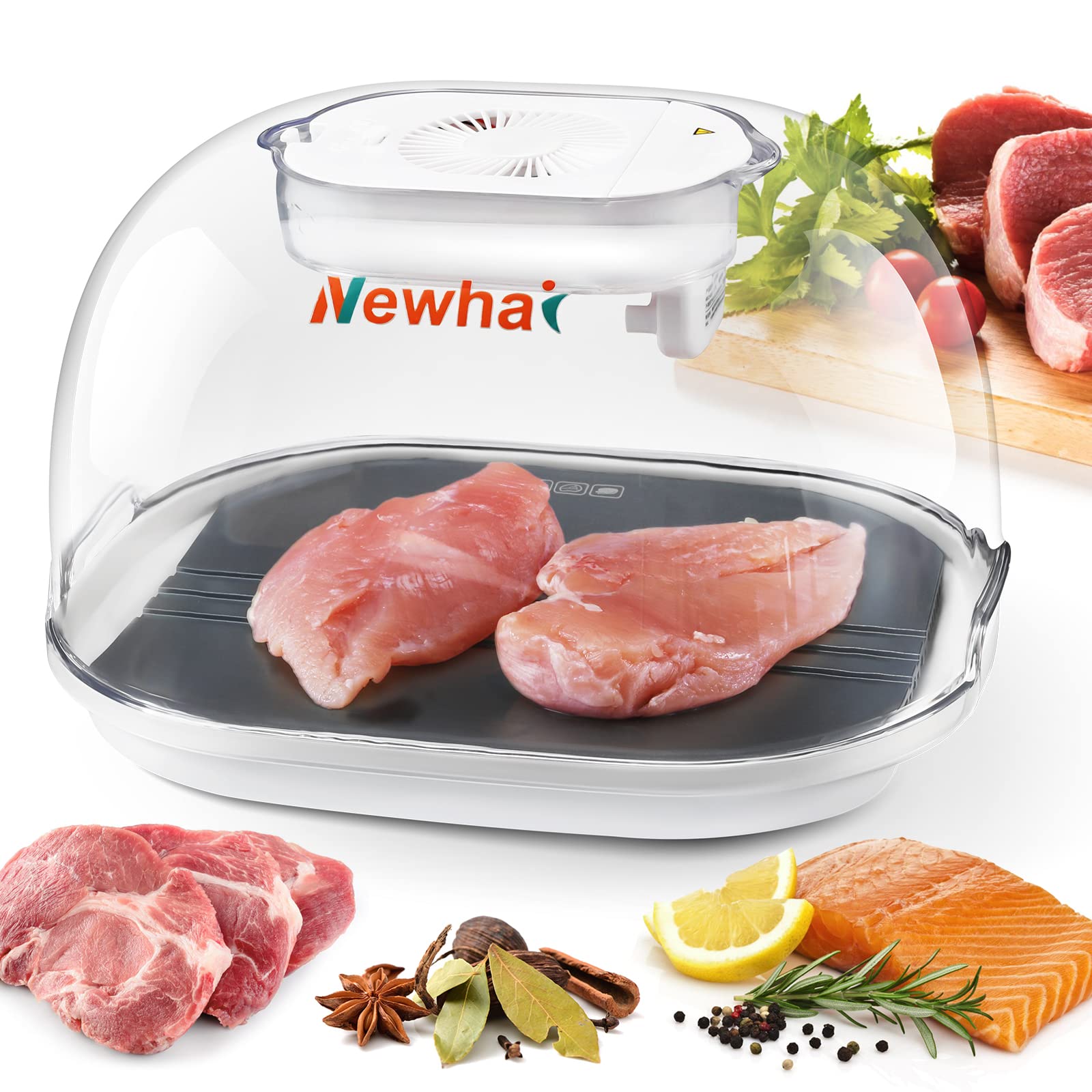 Newhai Defrost Tray for Frozen Meat, Upgraded Defrosting Board 360°Defroster with Atomizer for Beef Chicken Sea Food Kitchen Use