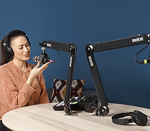 Rode PSA1+ Pro Studio Boom Arm for Podcasting and Streaming with Gator Microphone Pop Filter and StreamEye Polishing Cloth