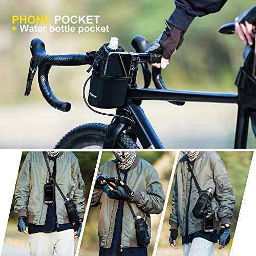 Rhinowalk Bike Handlebar Water Bottle Bag Drink Cup Holder Bicycle Front Insulated Stem Bag (with phone pocket&shoulder strap)