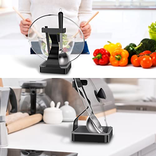 Pot Lid Holder, Pot Lid Organizer, Kitchen Organizer Rack Spoon Rest Rack Holder-Lid Stand for Utensils in Kitchen