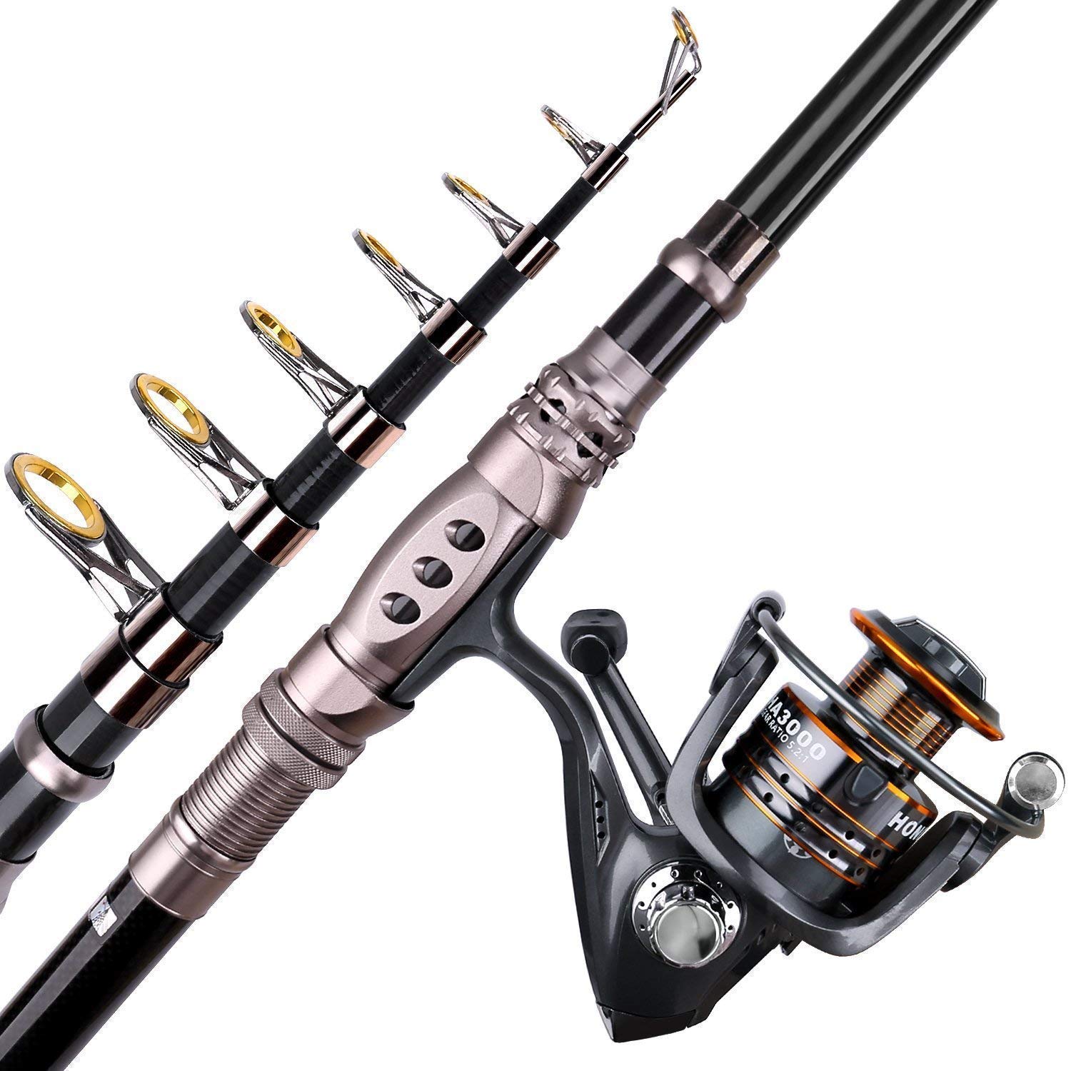 PLUSINNO Fishing Rod and Reel Combos, Fishing Net,Saltwater Freshwater Resistant Fishing Gear