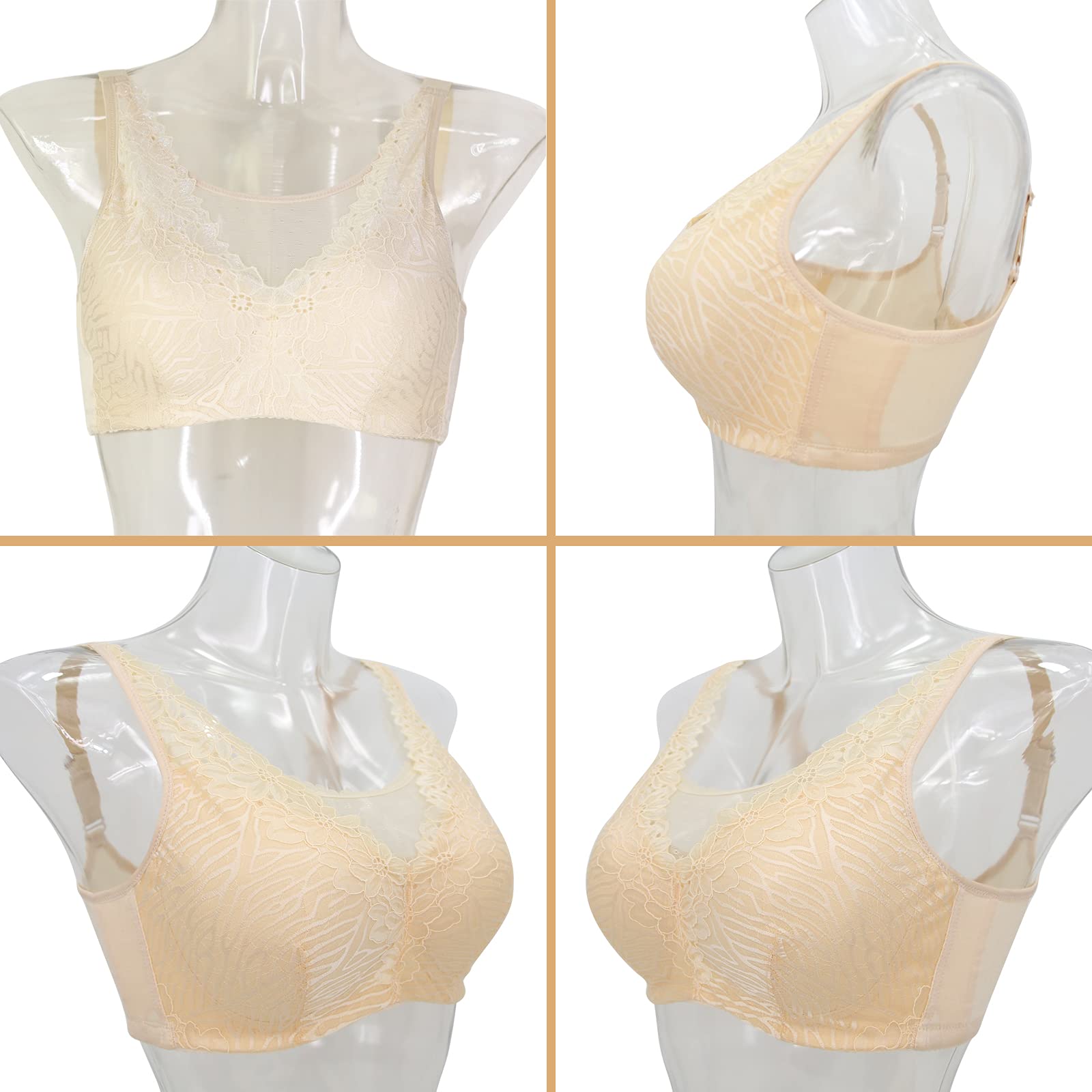 Mastectomy Bra for Women with Pockets for Prosthesis Mastectomy Silicone Breast Prosthesis Women (38/85C, beige)