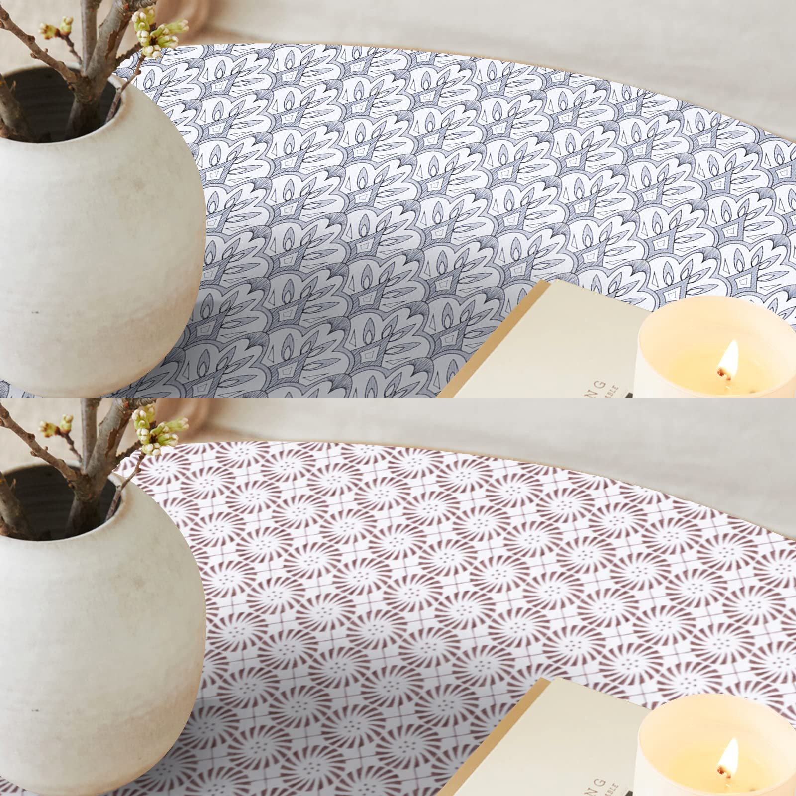 RAY STAR 18X96 Inch Shelf Liner for Kitchen Cabinets, Non-Adhesive Cabinet Liner Washable, PVC Drawer Liner for Dresser Non-Slip Bathroom (Circle+Black Floral)