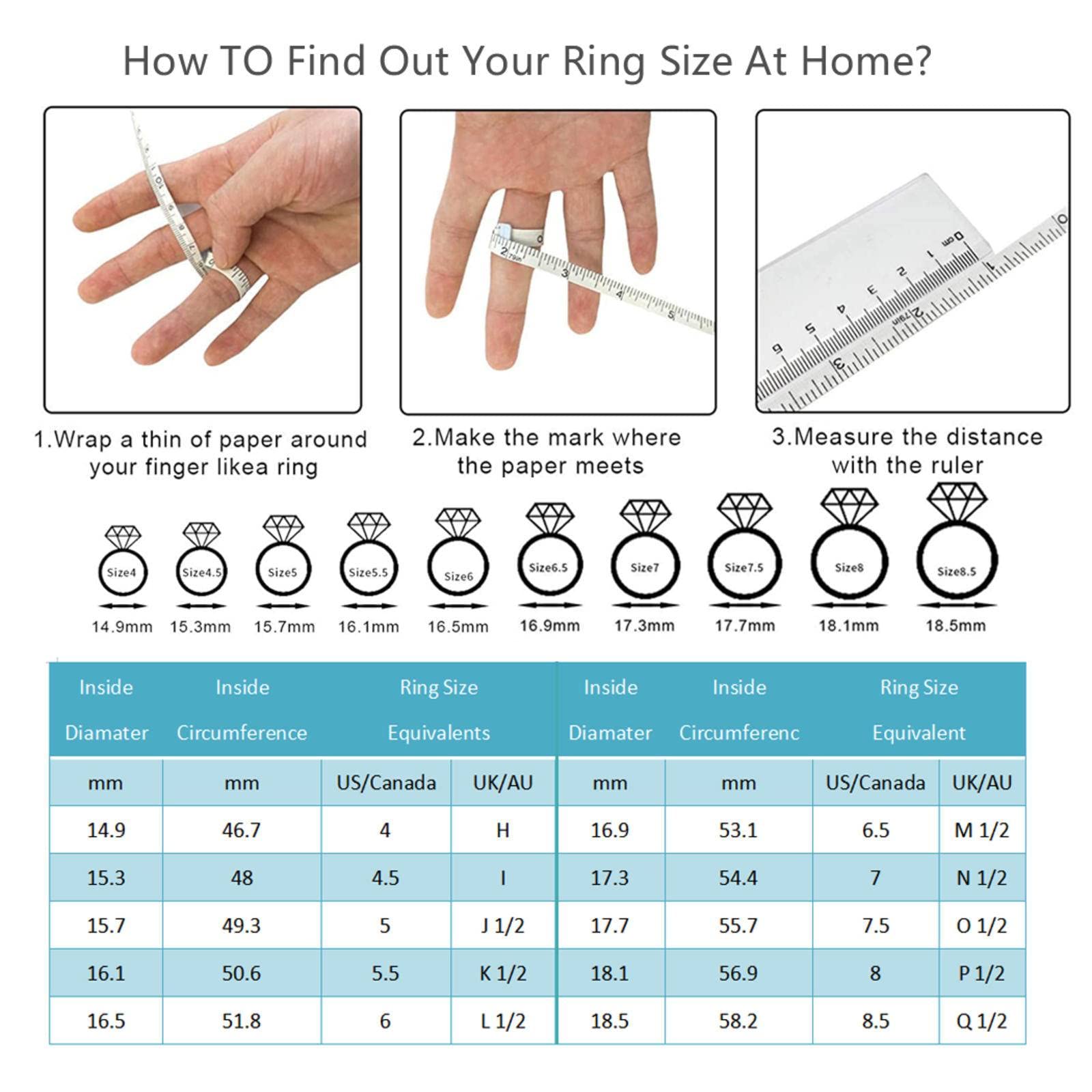 TIANYU GEMS 1.0ct 925 Solid Sterling Silver Engagement Moissanite Ring for Brid Wedding Band (White 0.5CT, 6.5)