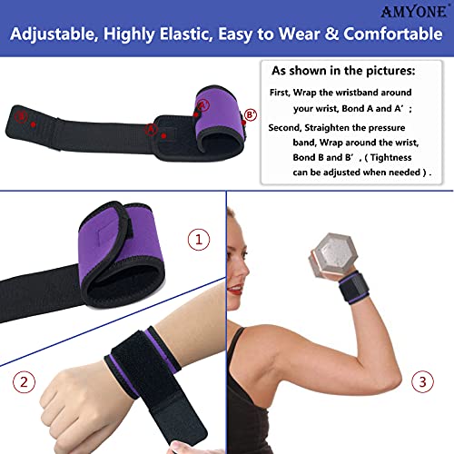 Wrist Brace, 2 PACK Wrist Wraps for Carpal Tunnel for Women. Wrist Support for Weightlifting/Fitness/Sports/Pain Relief. Highly Elastic, Adjustable, Flexible, Comfortable and Multi-Functional, Violet