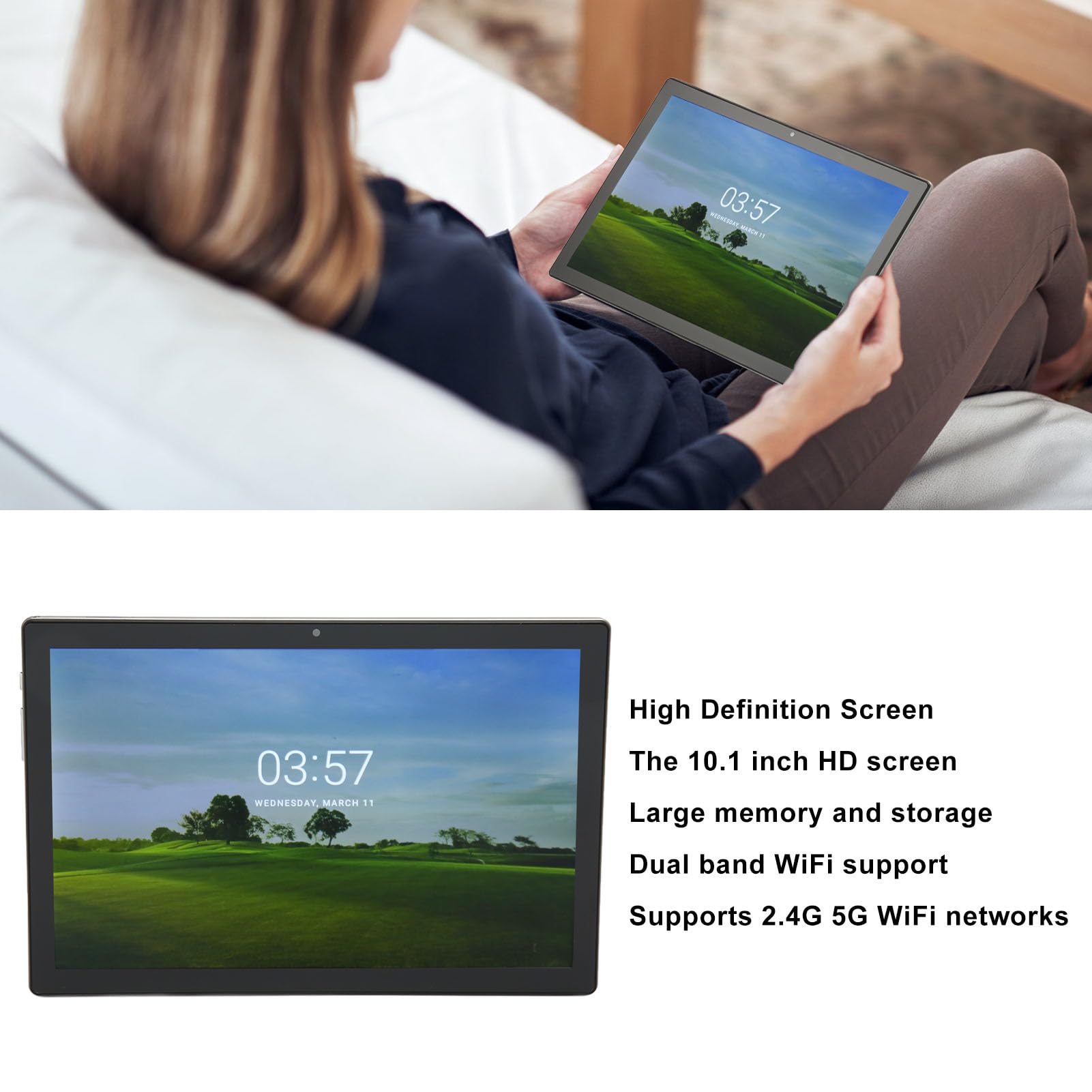 Pssopp 10.1 Inch Tablet, MTK6735 Quad Core 2MP Front Camera Tablet PC 6GB RAM 64GB ROM for Work for Learning for Android10 (Silver)