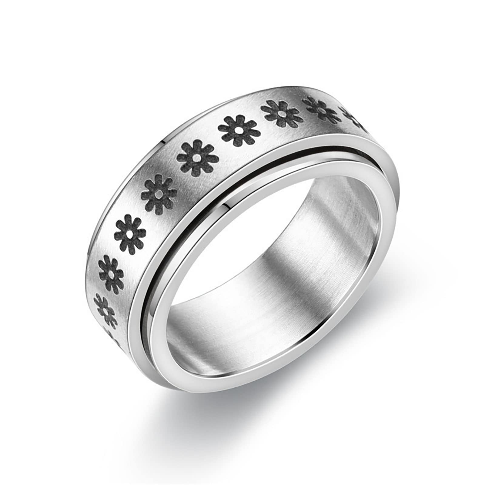 PUODROUXO Spinner Rings Moon and Star Fidget Ring Stress Relieving Anxiety Ring Engagement Wedding Promise Band for Women Men 5pcs